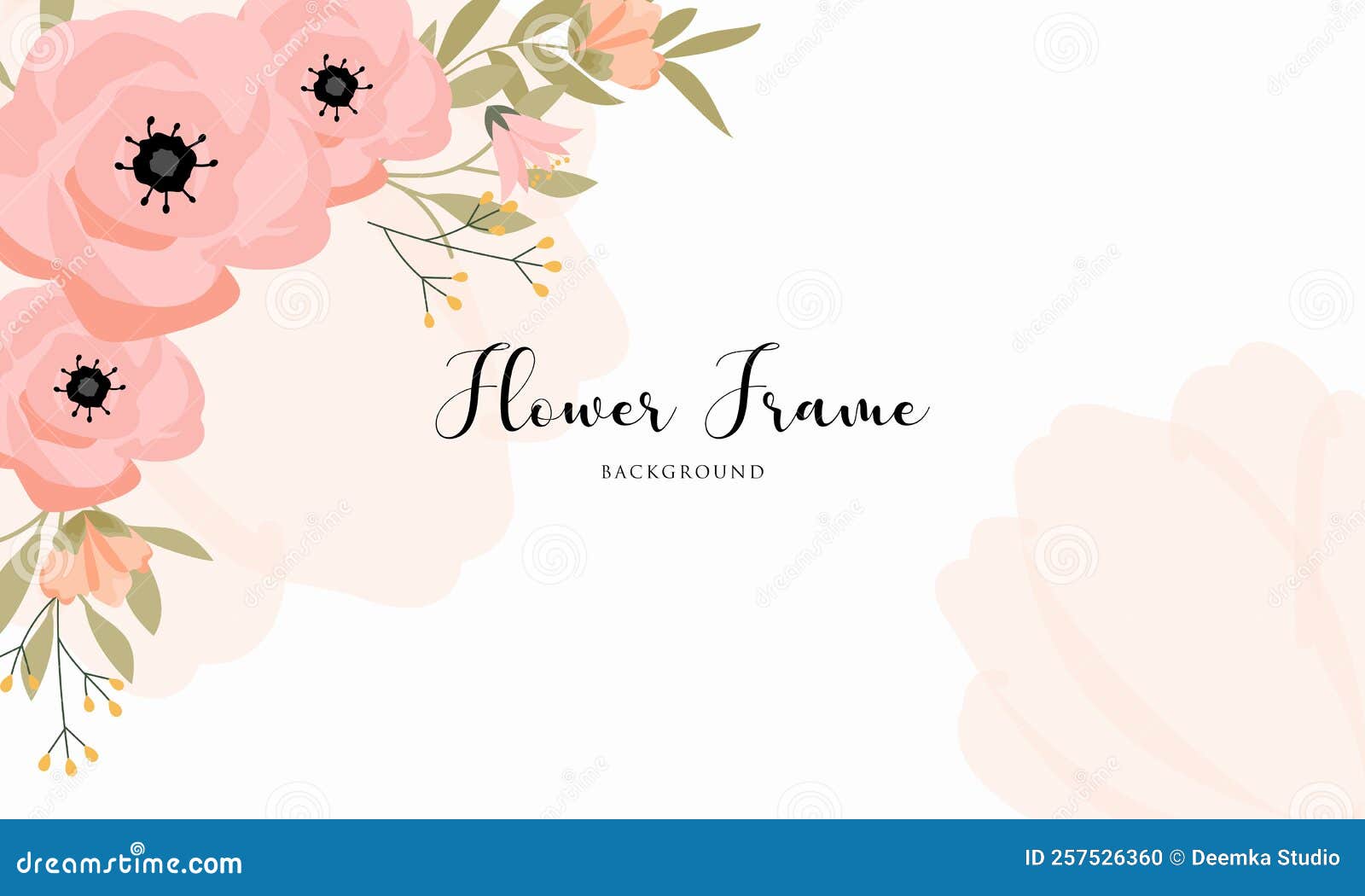 Wedding Invitation Template with Floral Frame Background Stock Vector ...