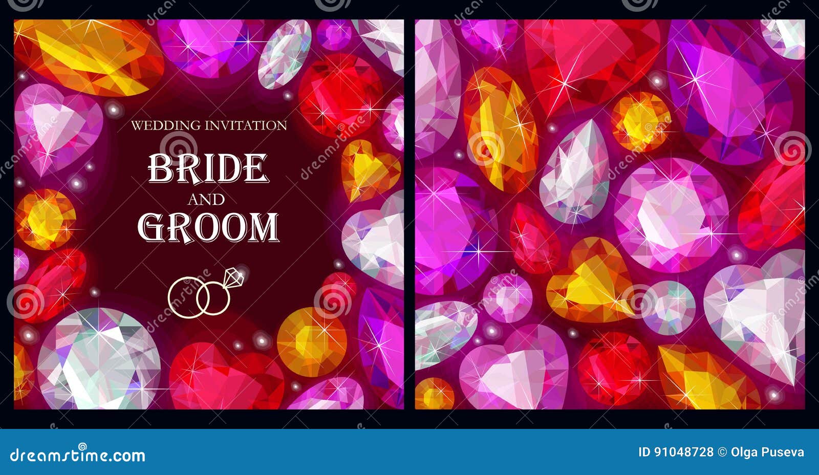 Wedding Invitation with Varicolored Gems Stock Vector - Illustration of style, design: 91048728