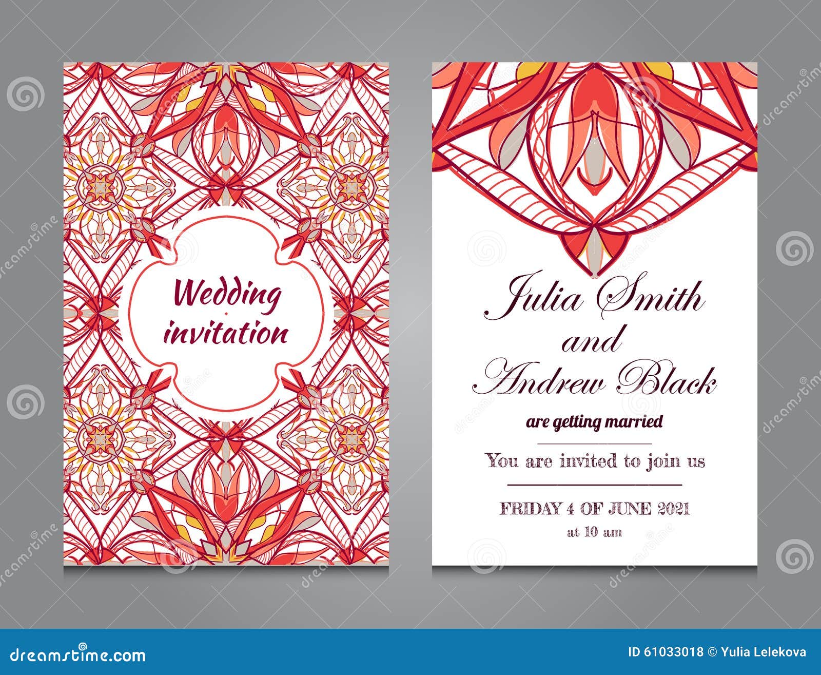 Wedding Invitation in Vintage Ornamental Style Stock Vector ...