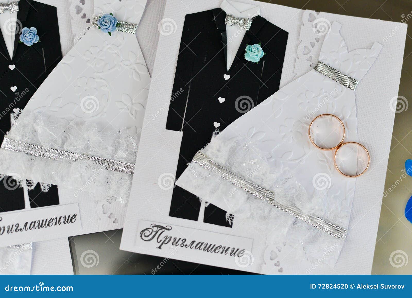 Wedding Invitation With Wedding Rings Stock Photo - Image of luxury ...