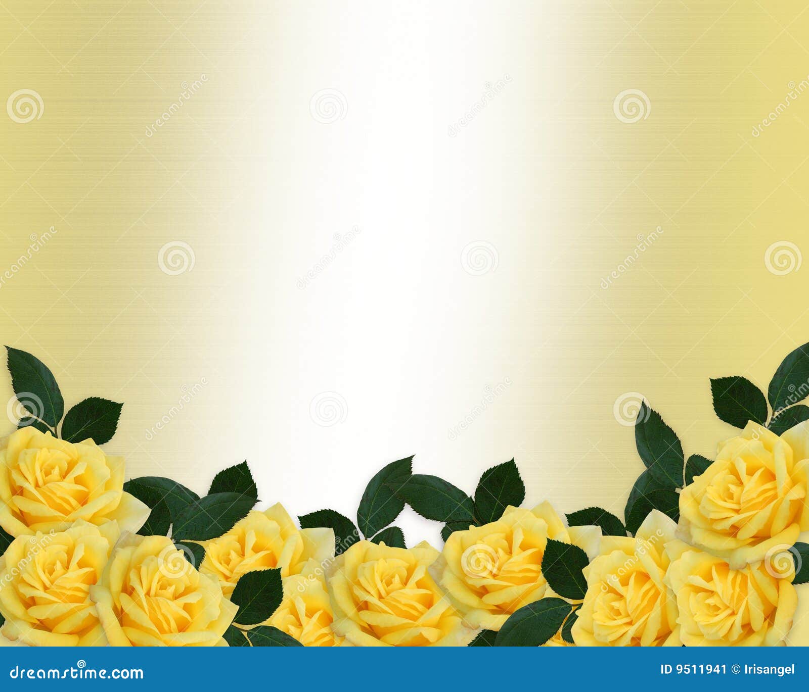 Wedding Invitation Yellow Roses Border Stock Illustration - Image: 9511941