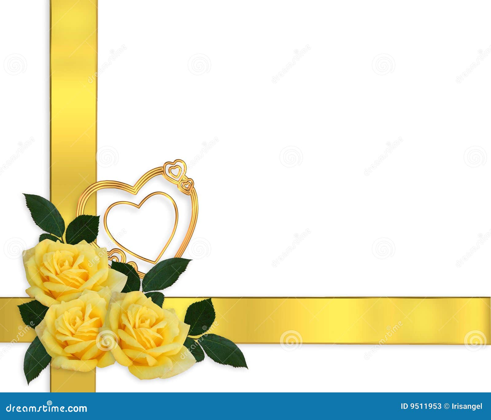 Wedding Invitation Yellow Roses Border Stock Photos - Image: 9511953