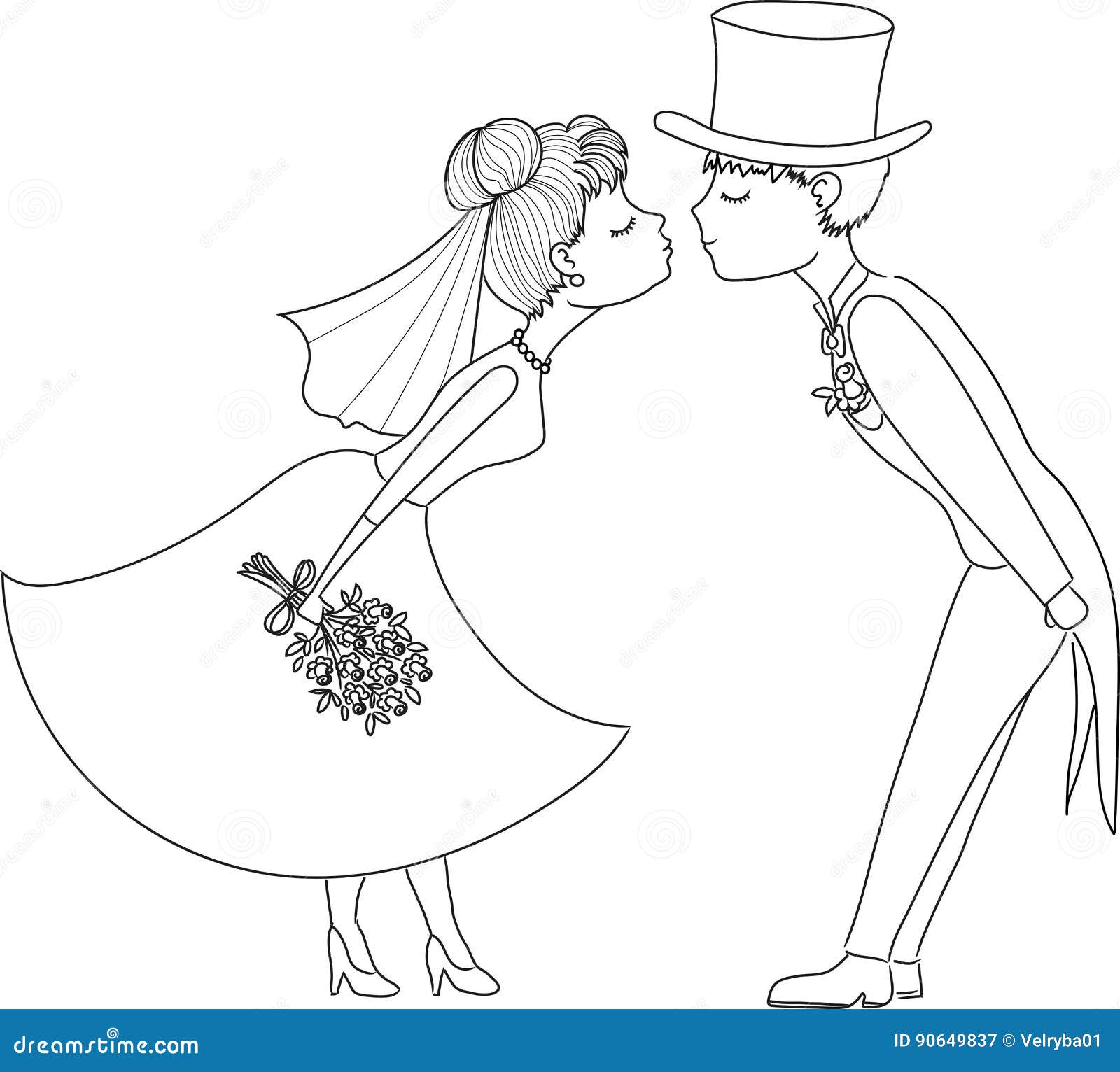 Wedding Kiss Groom And Bride Kiss Stock Vector Illustration Of