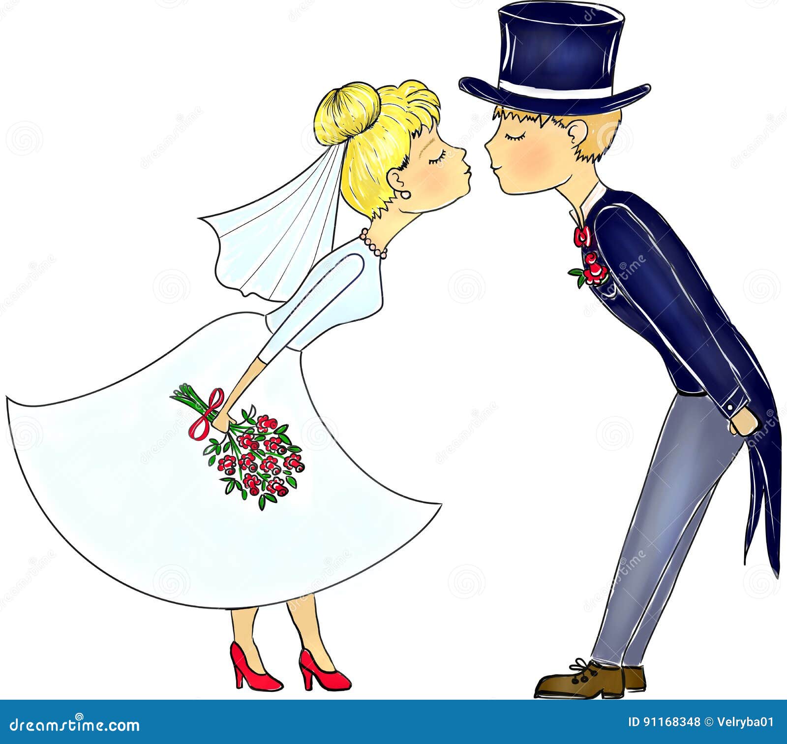 Wedding Kiss Stock Illustration Illustration Of Bridal 91168348