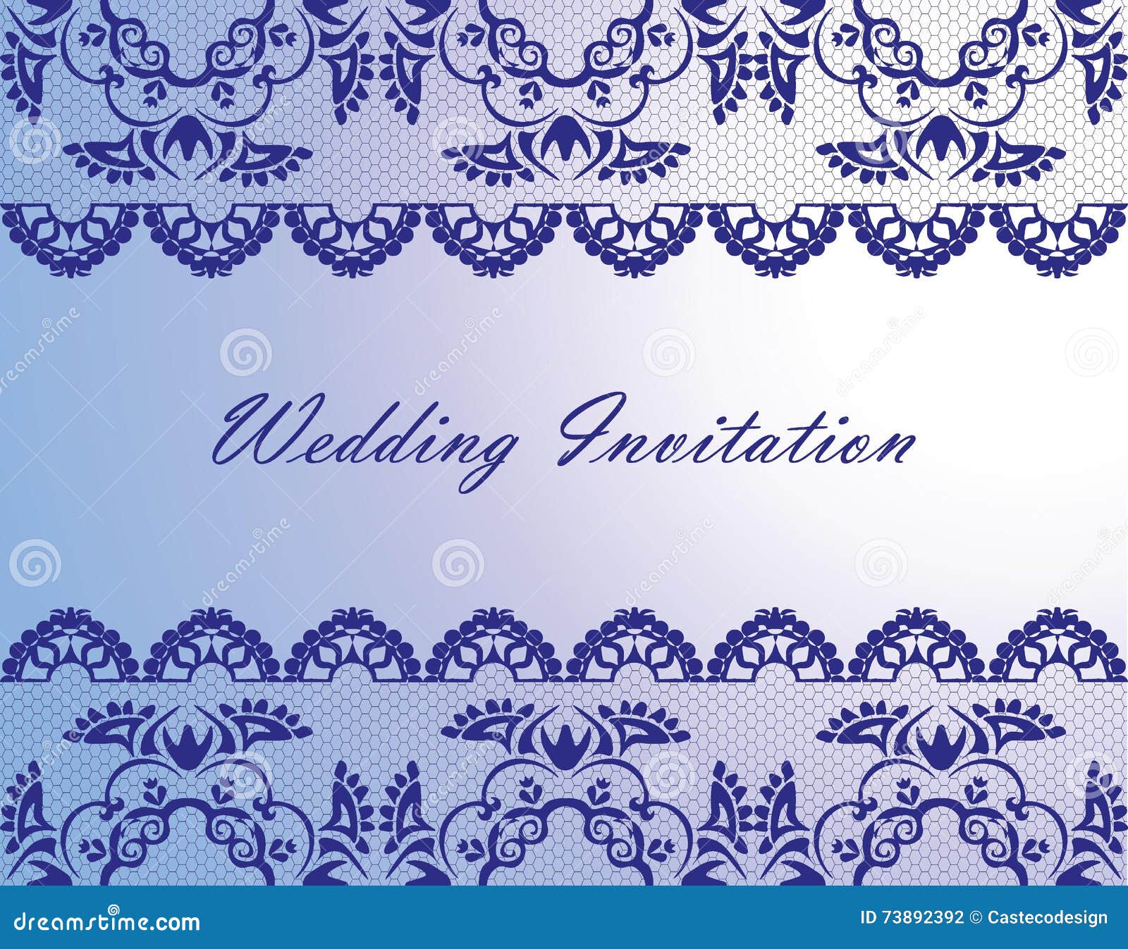 Wedding Lace Invitation Card Stock Vector - Illustration of card, blue ...