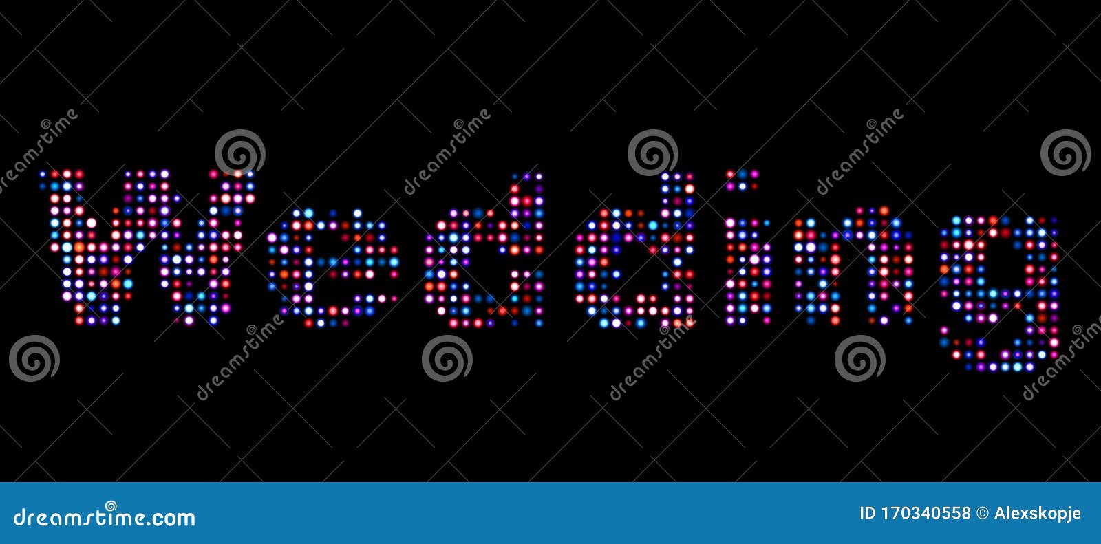 Wedding led text stock illustration. Illustration of happy - 170340558