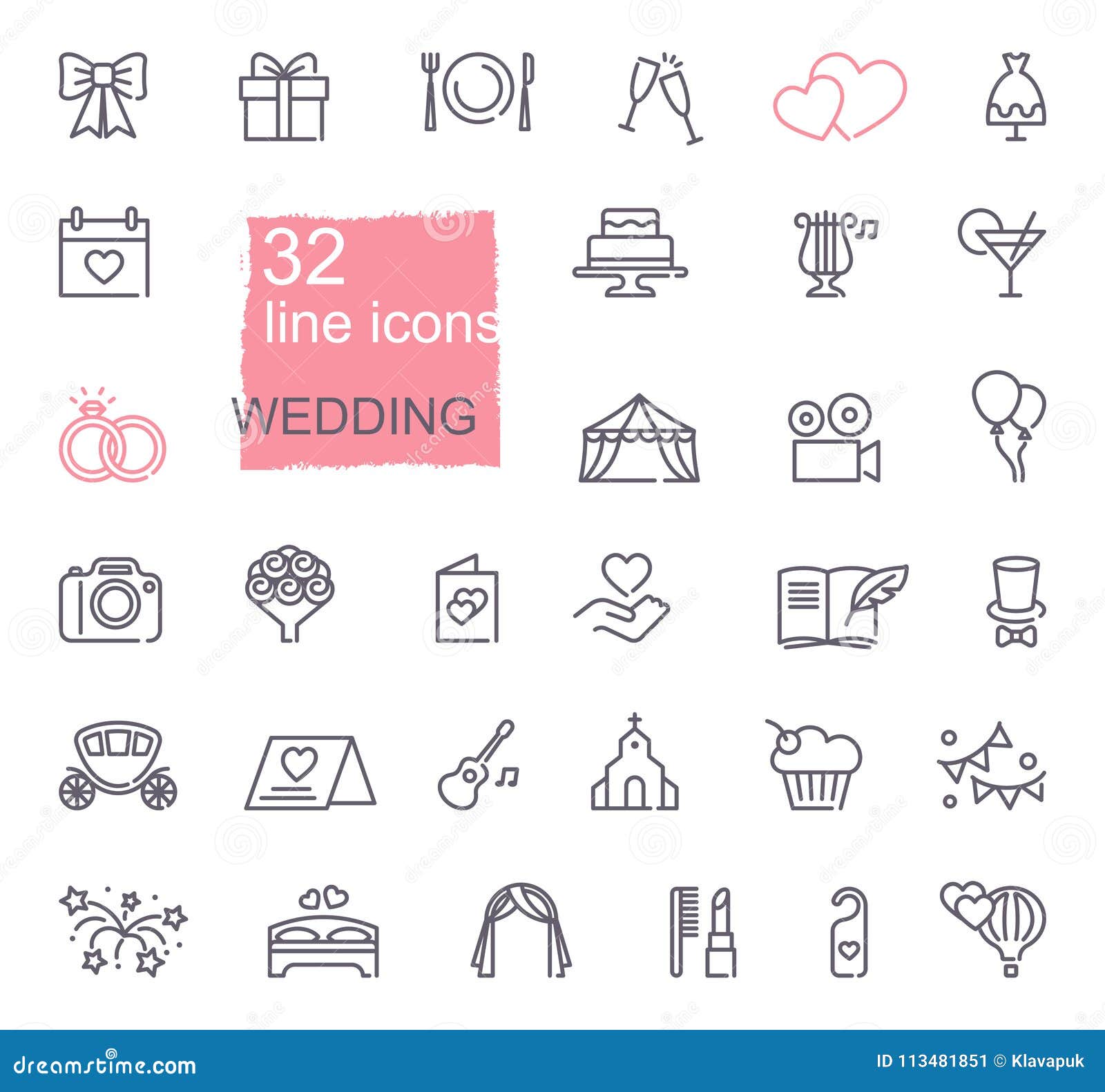 Wedding line icons set stock vector. Illustration of flowers - 113481851