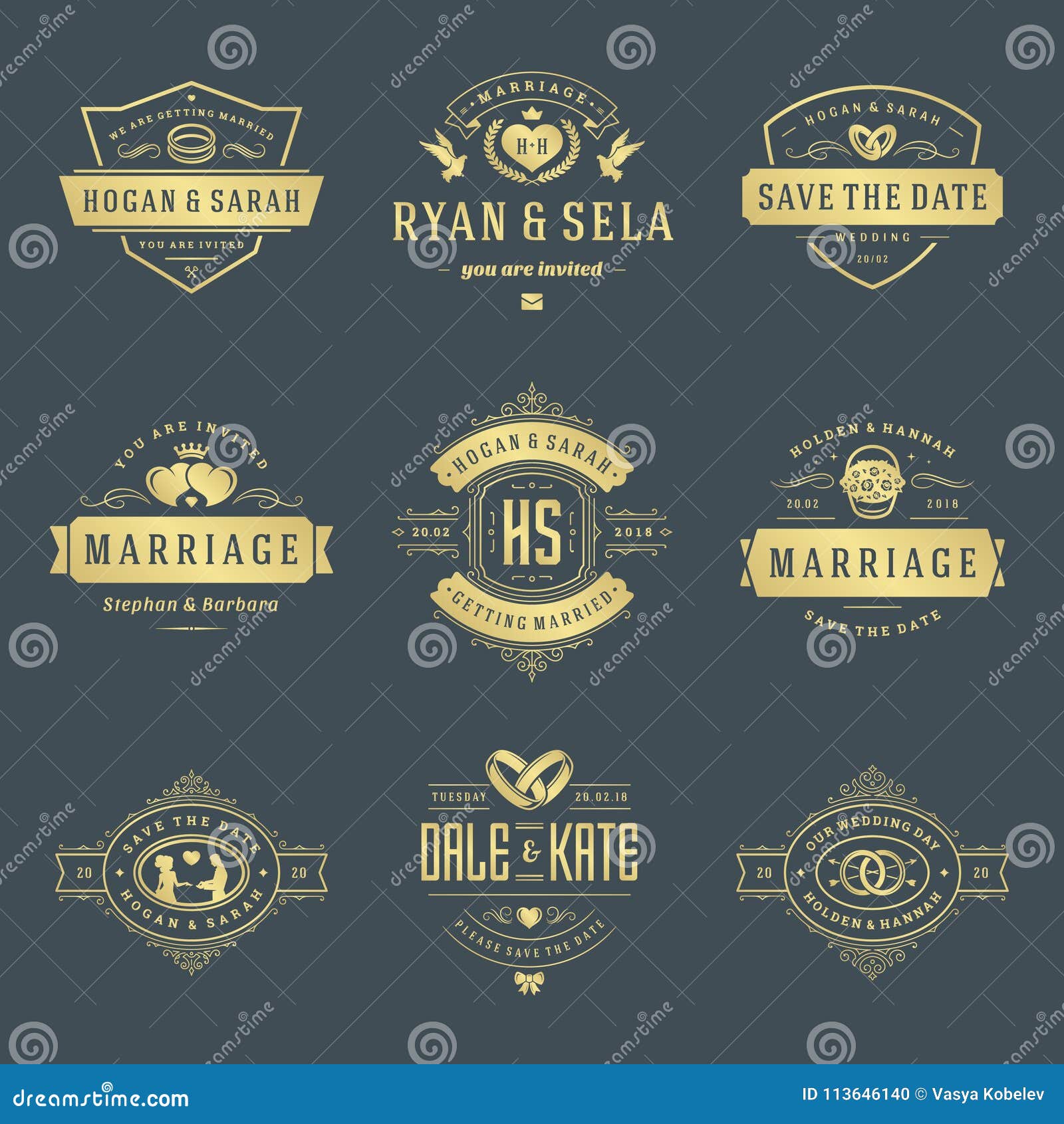 Vintage Wedding Logo Design
