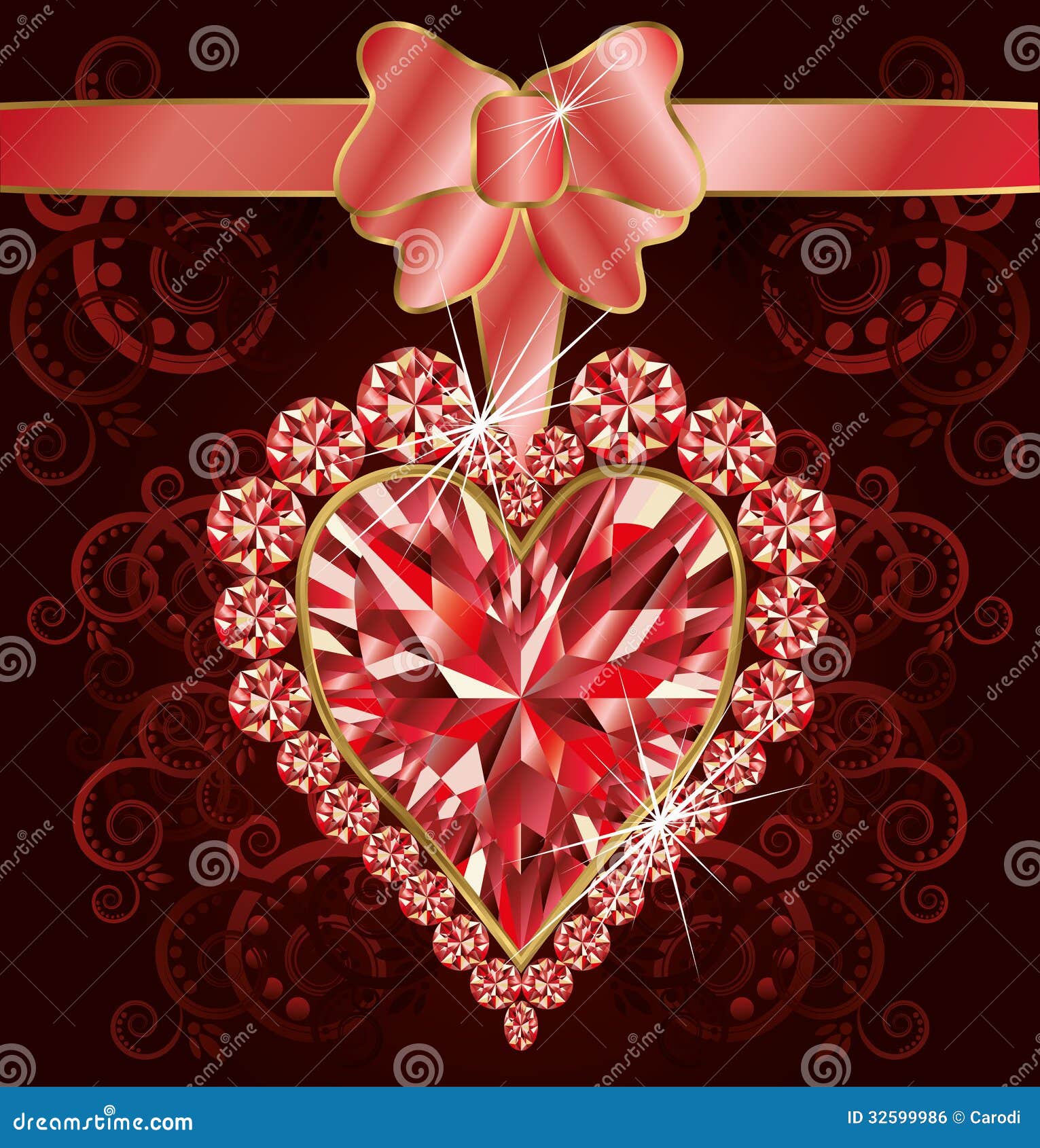 Wedding Love Card with Ruby Heart Stock Vector - Illustration of ...