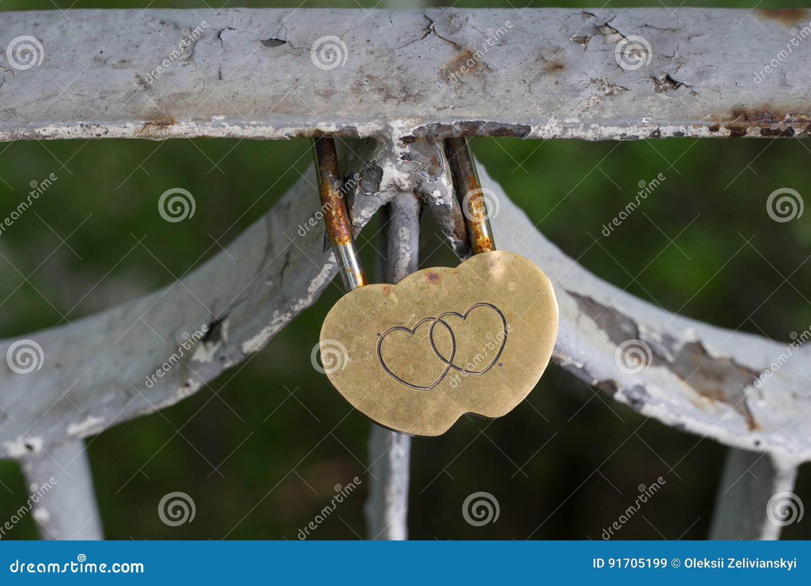 Wedding love lock on fence stock image. Image of marriage - 91705199