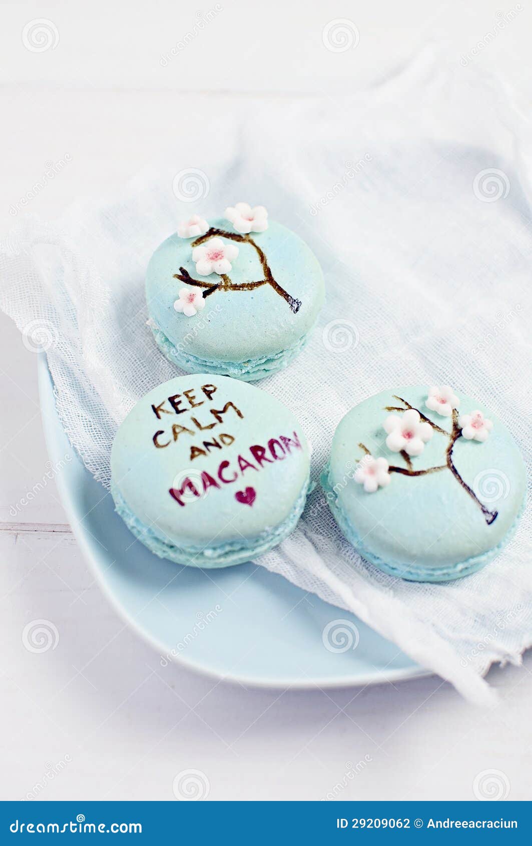 Wedding Macarons with Fondant Flower Decorations Stock Photo - Image of ...