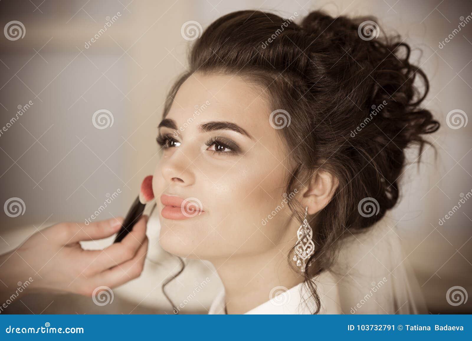 Wedding make up for bride stock image. Image of brush - 103732791