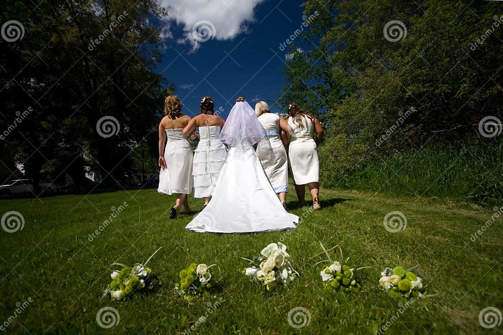 Wedding March stock photo. Image of outside, bride, bridesmaids - 859040