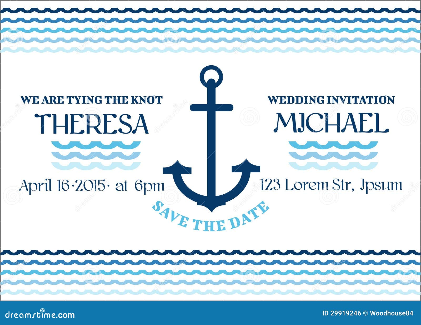 Wedding Marine Invitation Card Stock Vector - Illustration of ceremony ...