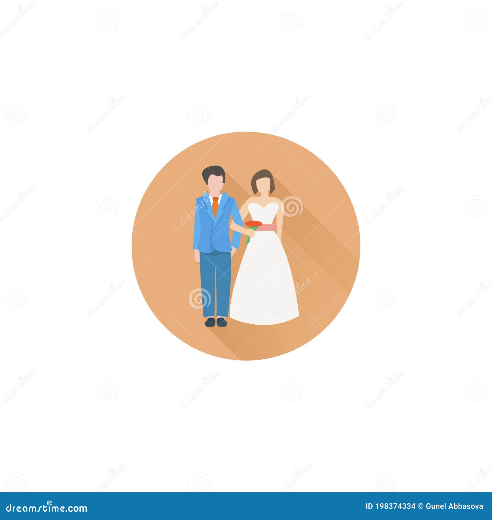Wedding Married Couple Vector Flat Icon Stock Vector - Illustration of ...