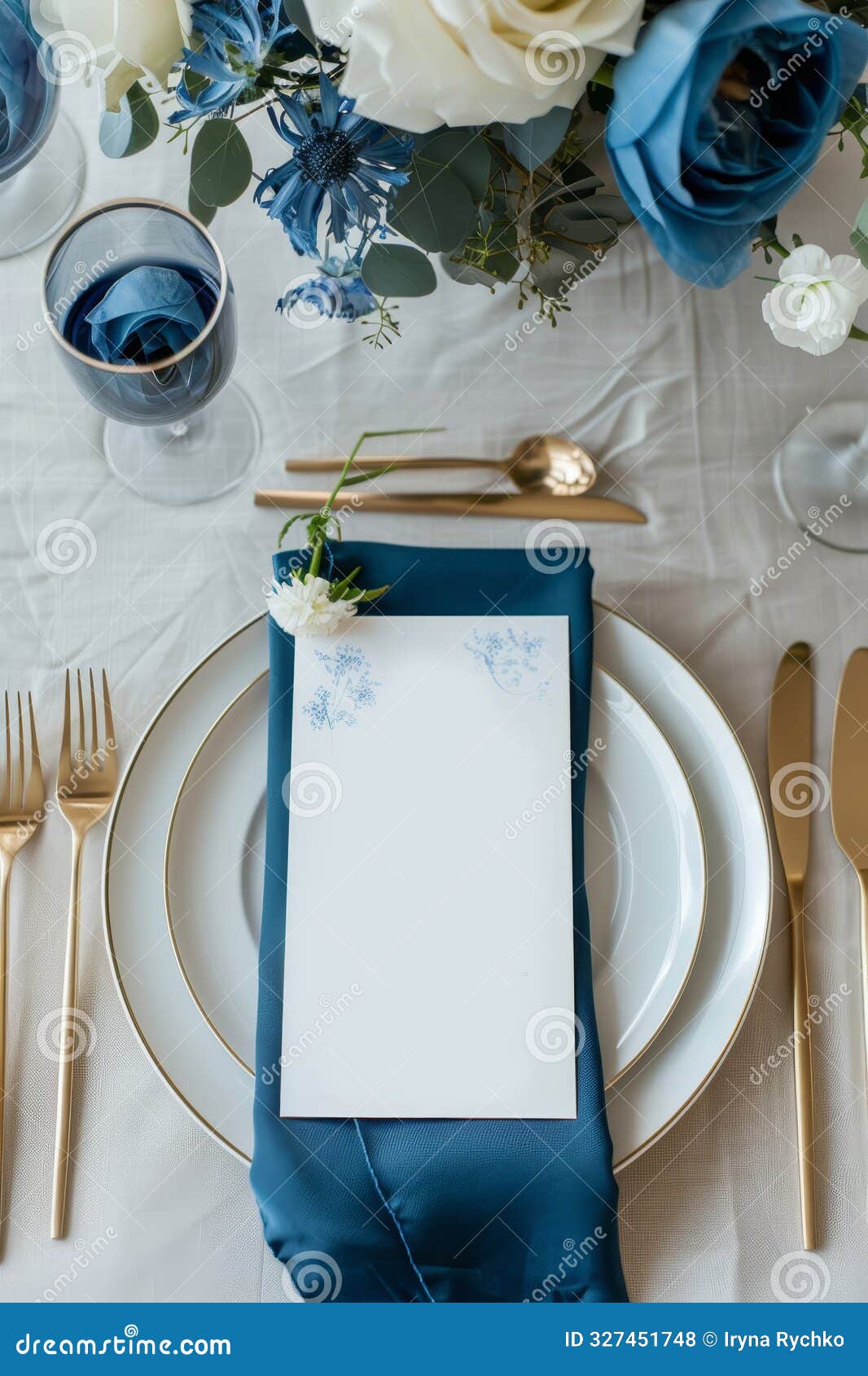 Wedding Menu on Plates on a Table Setting, Invitation Card Mockup Stock ...