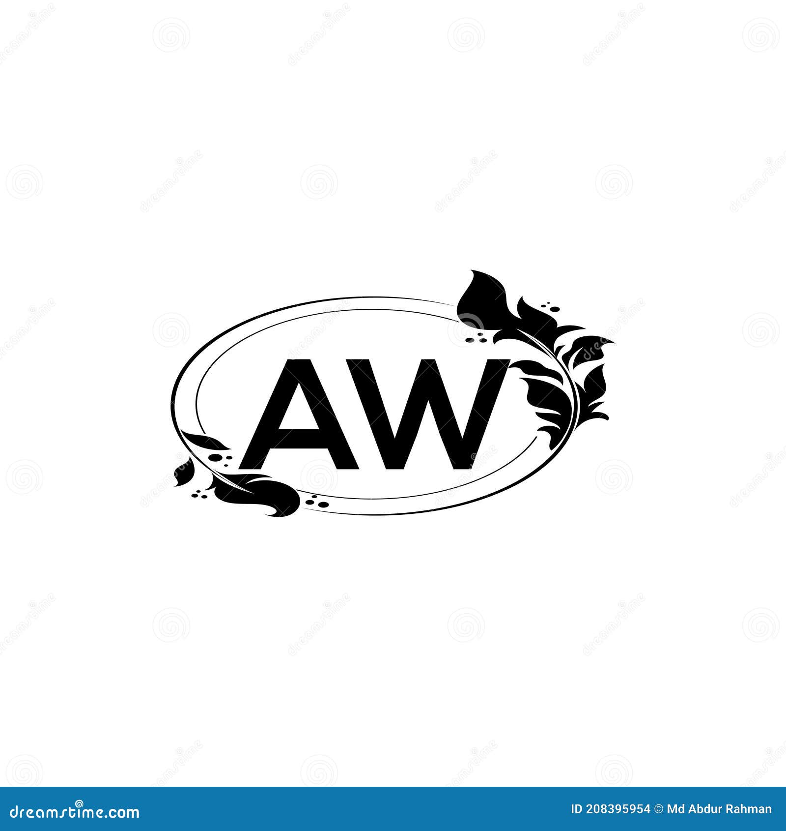 AW Circle Unique Abstract Geometric Logo Design Stock Vector ...