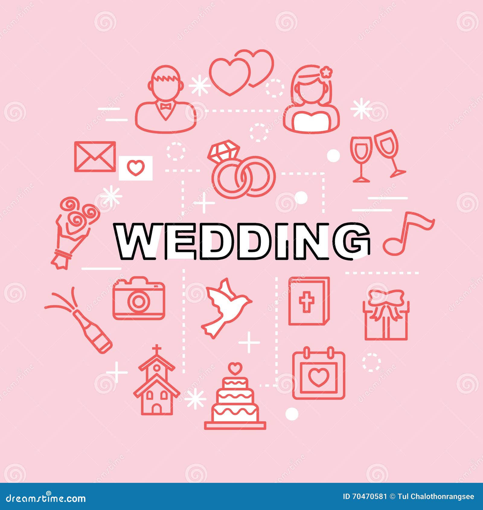 Wedding Minimal Outline Icons Stock Vector - Illustration of cake, love ...