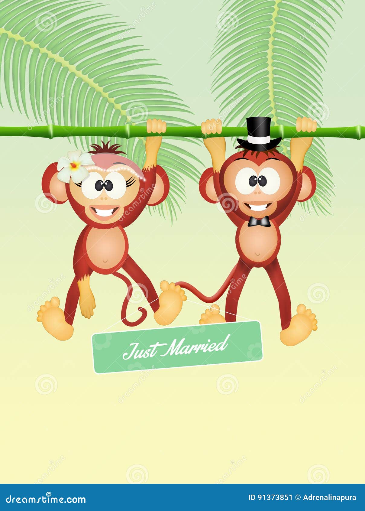 Wedding of monkeys stock illustration. Illustration of wedding - 91373851
