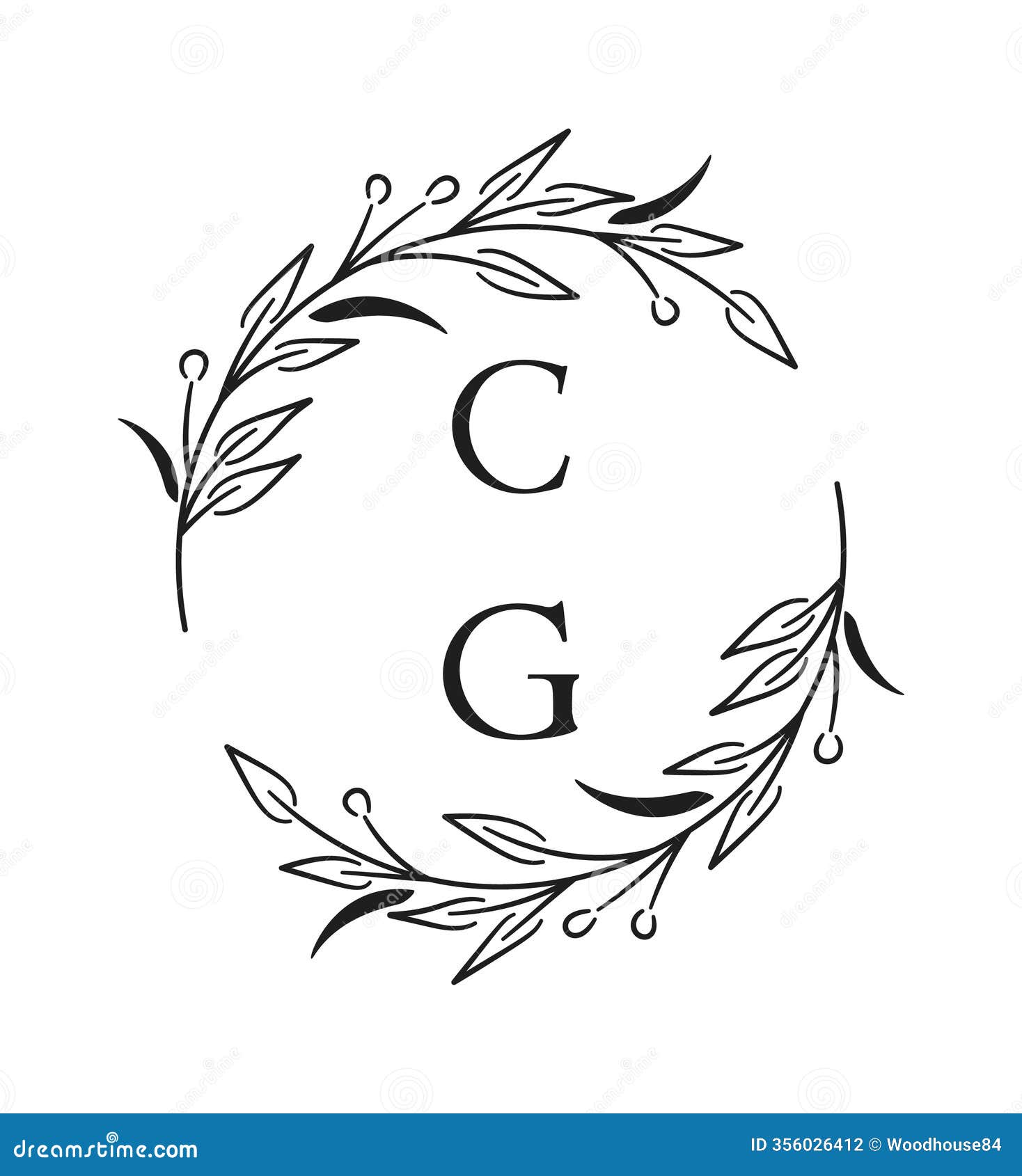 Wedding Monogram Logo Simple Circle Stock Illustration - Illustration ...