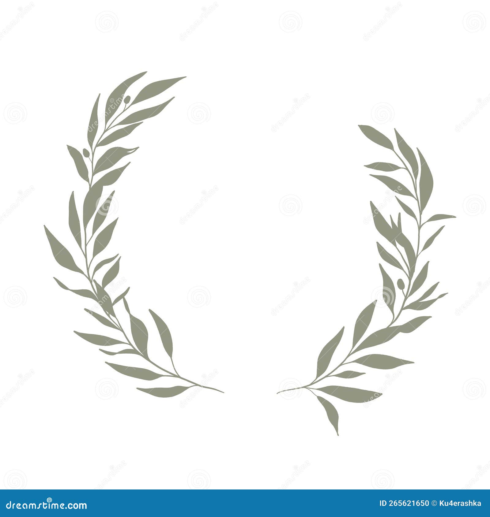 Wedding Monogram Watercolor Leaves. Watercolor Leaf Round Frame Hand ...