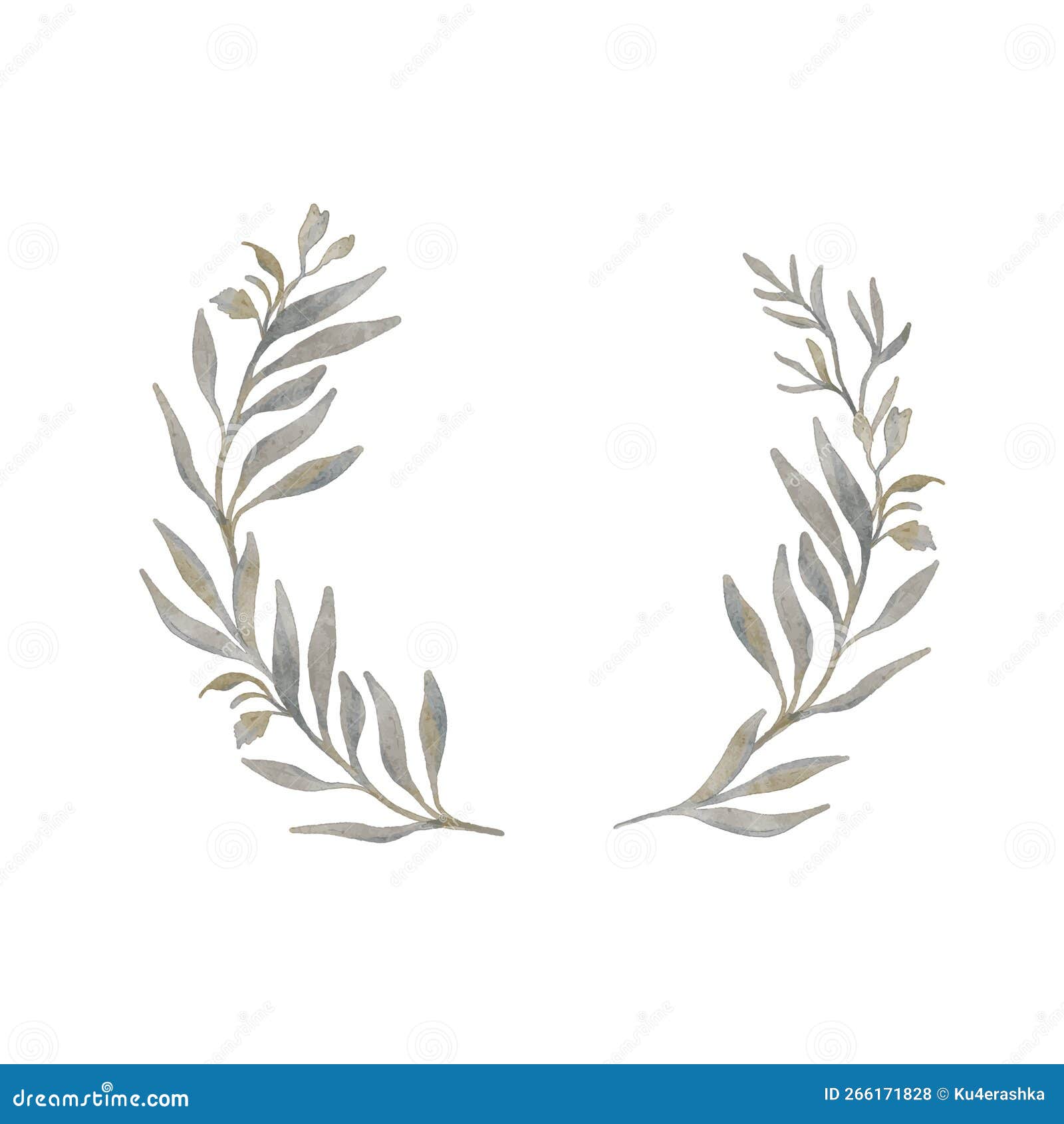 Wedding Monogram Watercolor Leaves. Watercolor Leaf Round Frame Hand ...