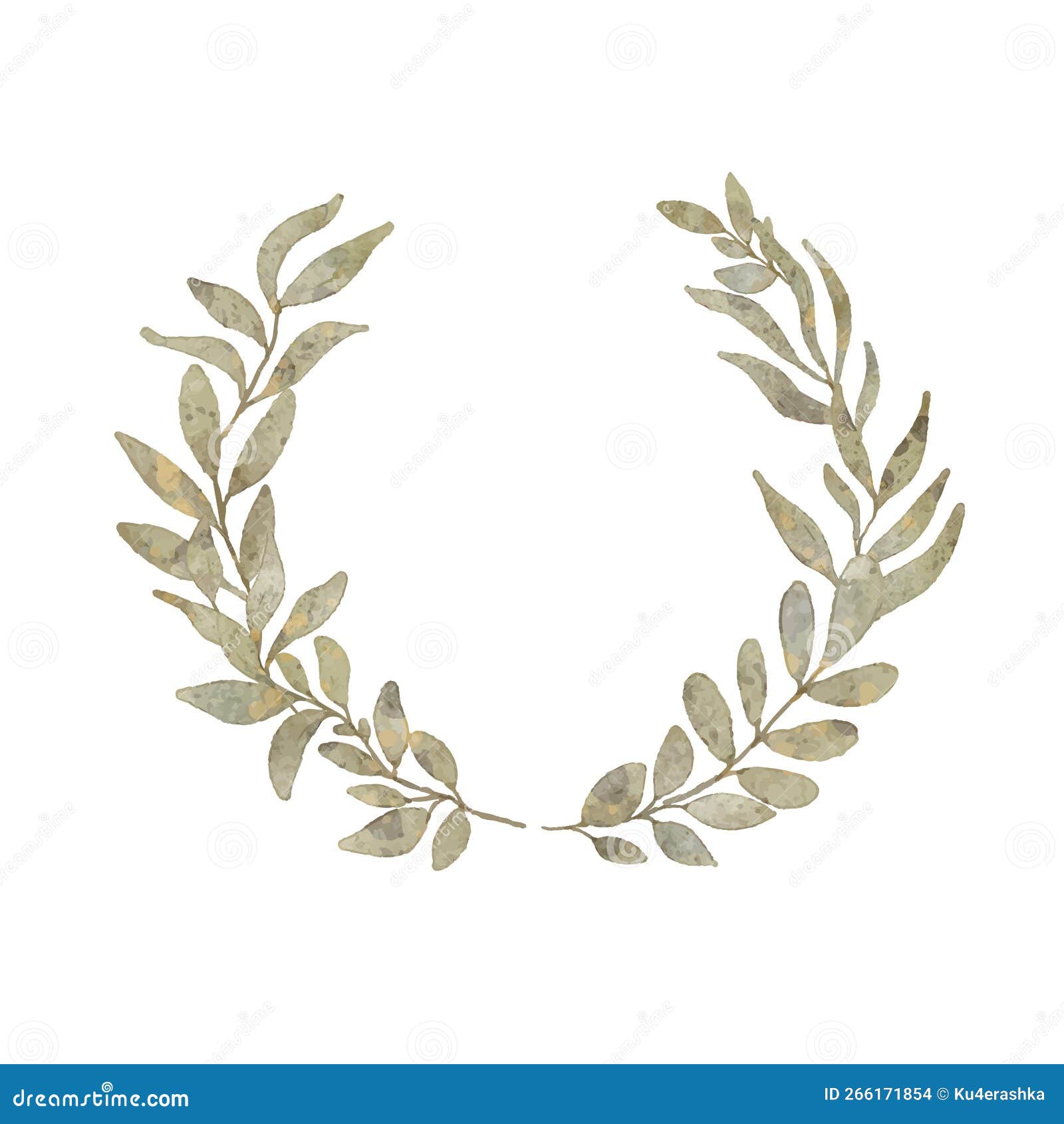 Wedding Monogram Watercolor Leaves. Watercolor Leaf Round Frame Hand ...