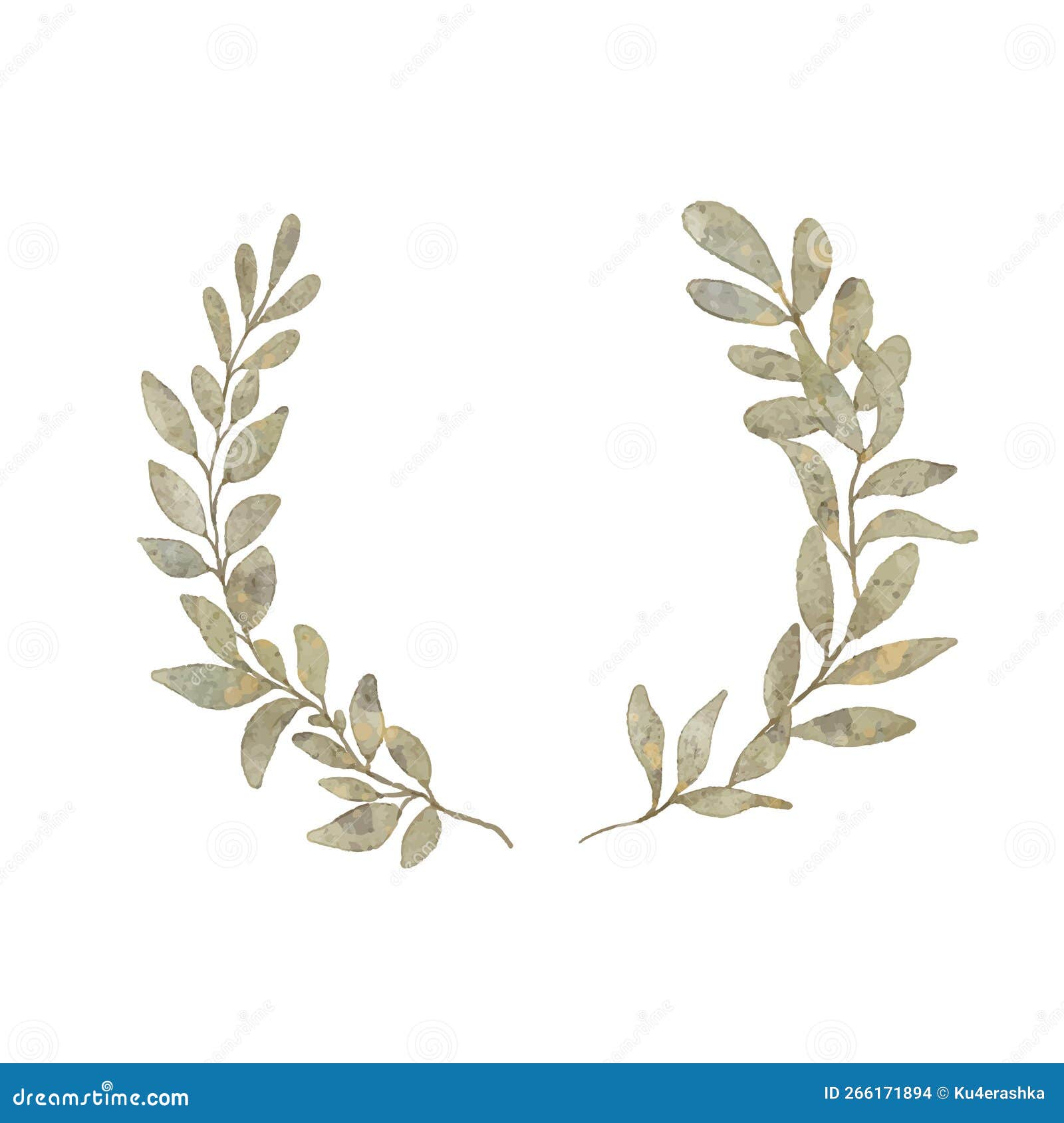 Wedding Monogram Watercolor Leaves. Watercolor Leaf Round Frame Hand ...