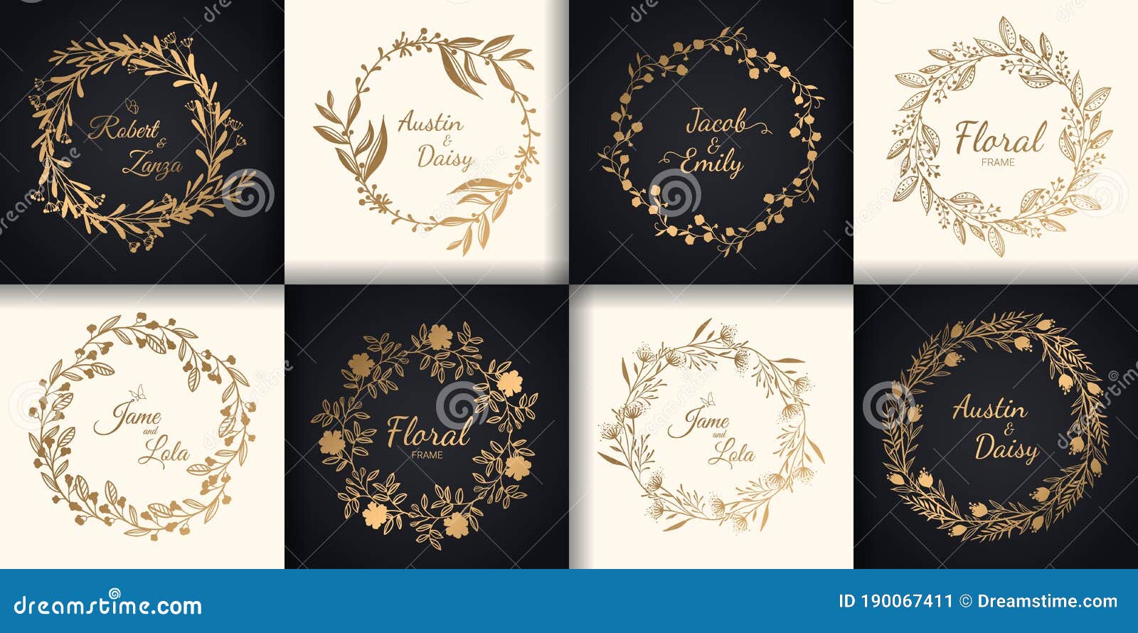 Wedding Monograms. Line Design Elements For Invitation, Decorate ...