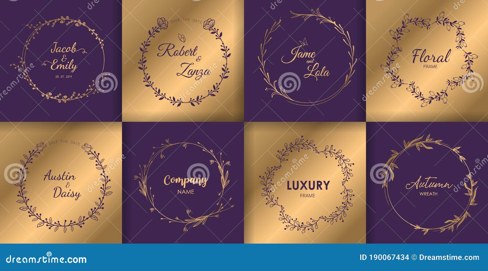 Wedding Monograms and Floral Border. Stock Vector - Illustration of ...