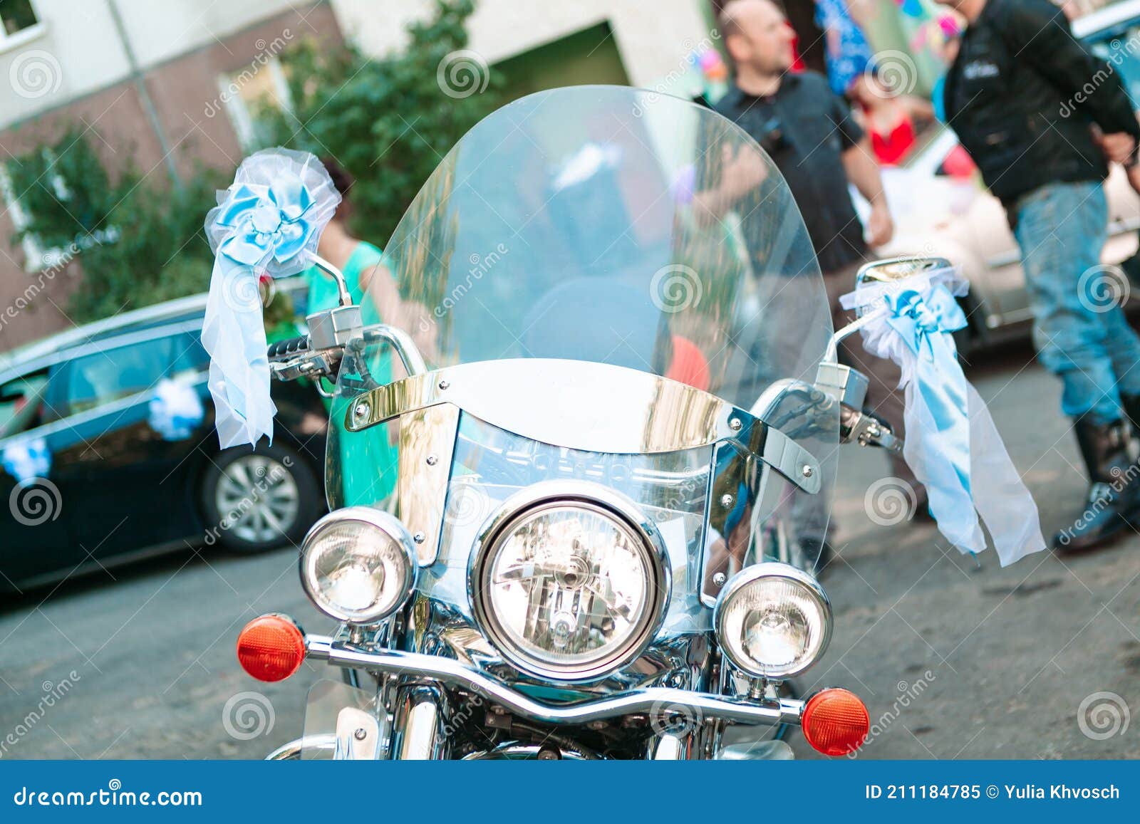 Wedding Motorcycle Decorative with Bows and Ribbons. Biker Wedding ...