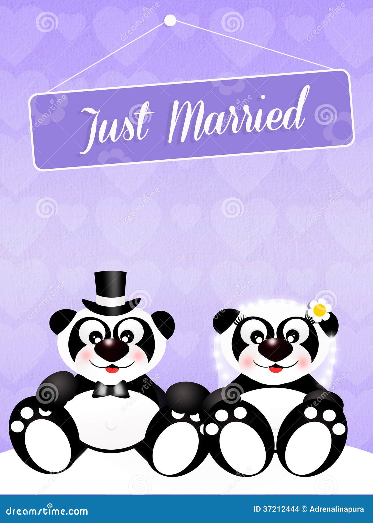 Wedding of panda stock illustration. Illustration of postcard - 37212444
