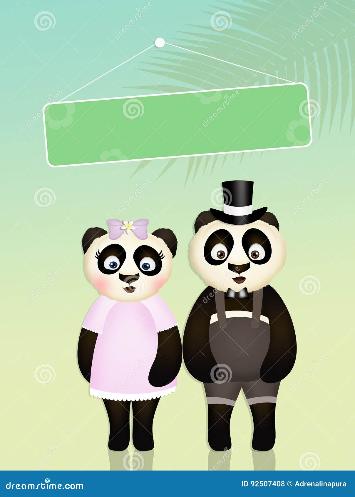 Wedding of panda stock illustration. Illustration of marriage - 92507408