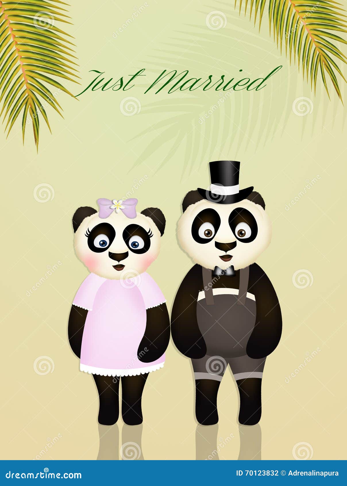 Wedding of panda stock illustration. Illustration of postcard - 70123832