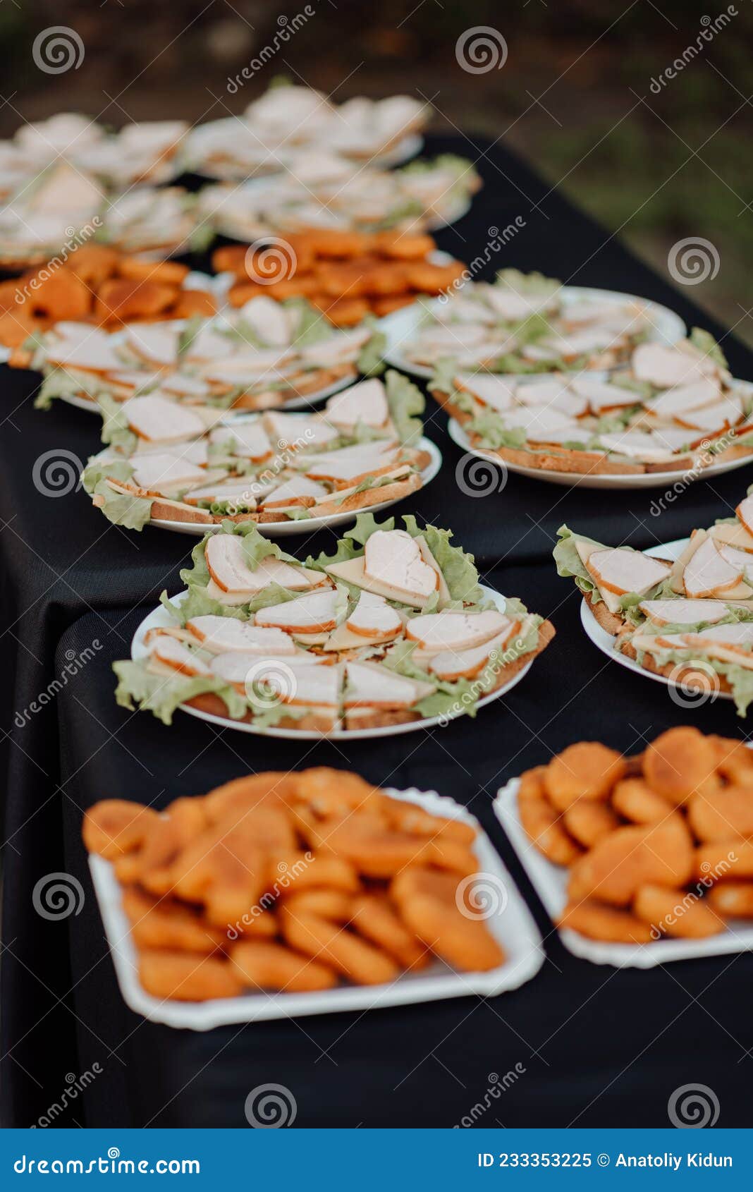 Wedding Party Buffet with Nuggets, Canape, Sandwiches Stock Image ...