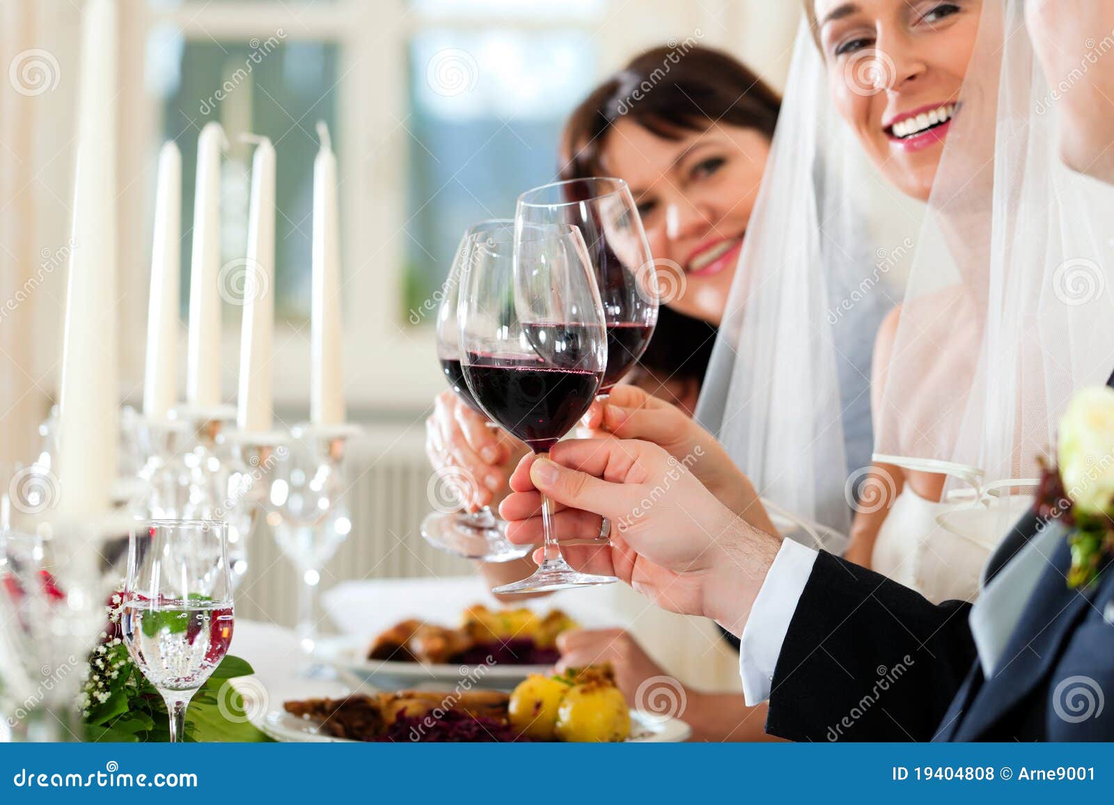 Wedding party at dinner stock photo. Image of drinking - 19404808