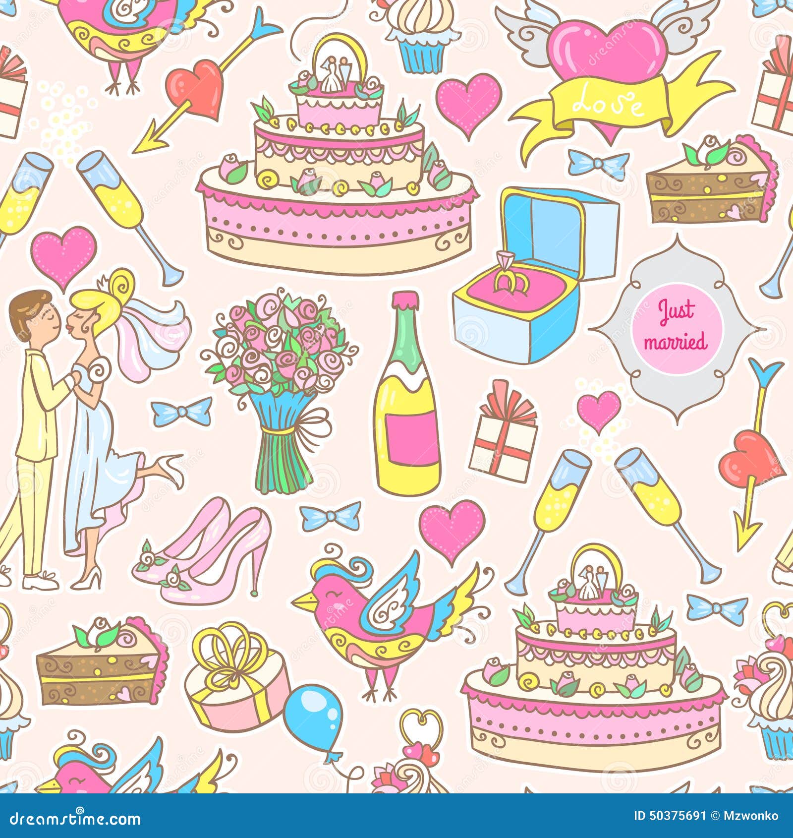 Wedding pattern stock illustration. Illustration of icon - 50375691