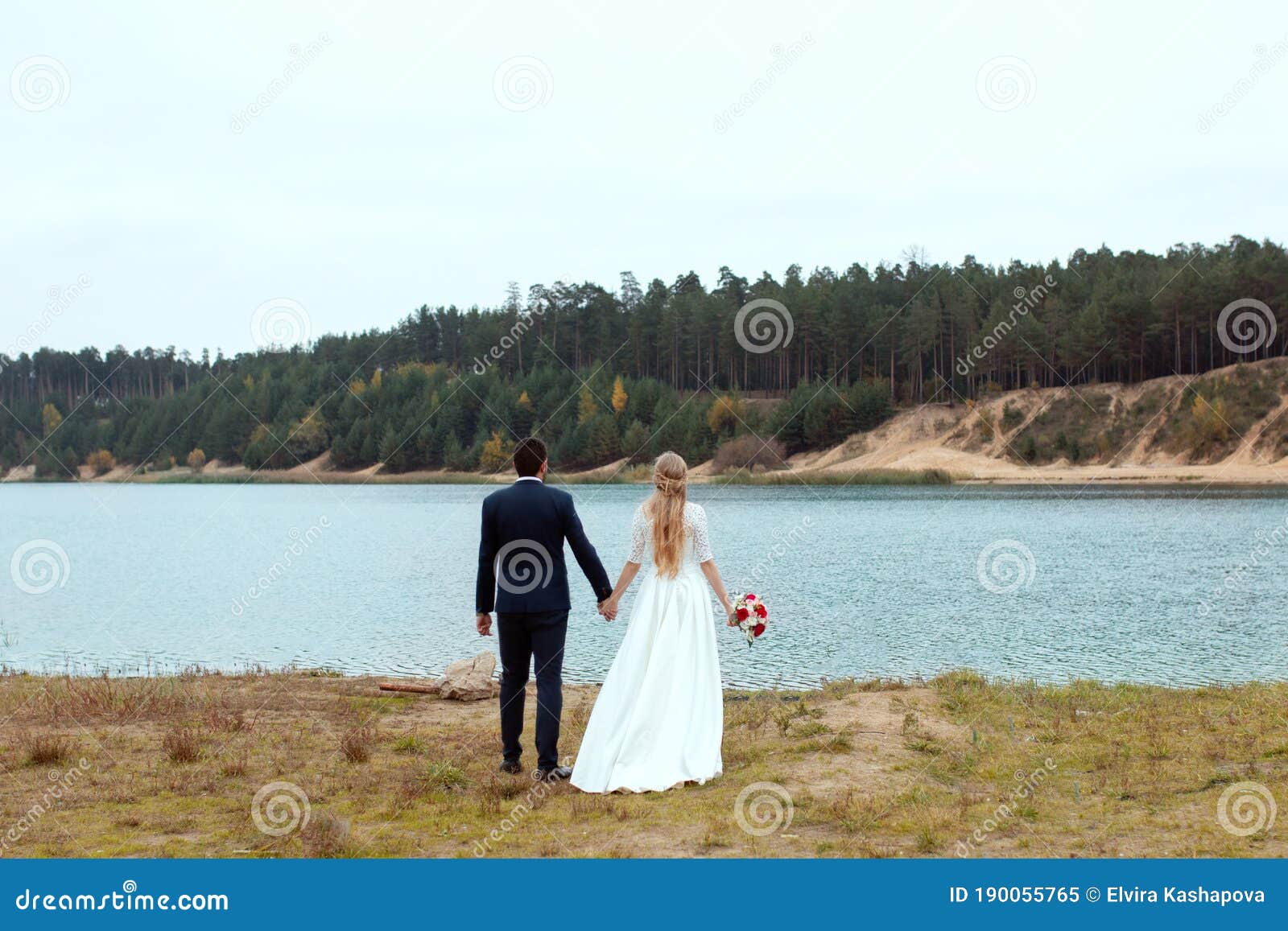 Wedding Photo Session by the Lake. Stock Image - Image of beauty ...