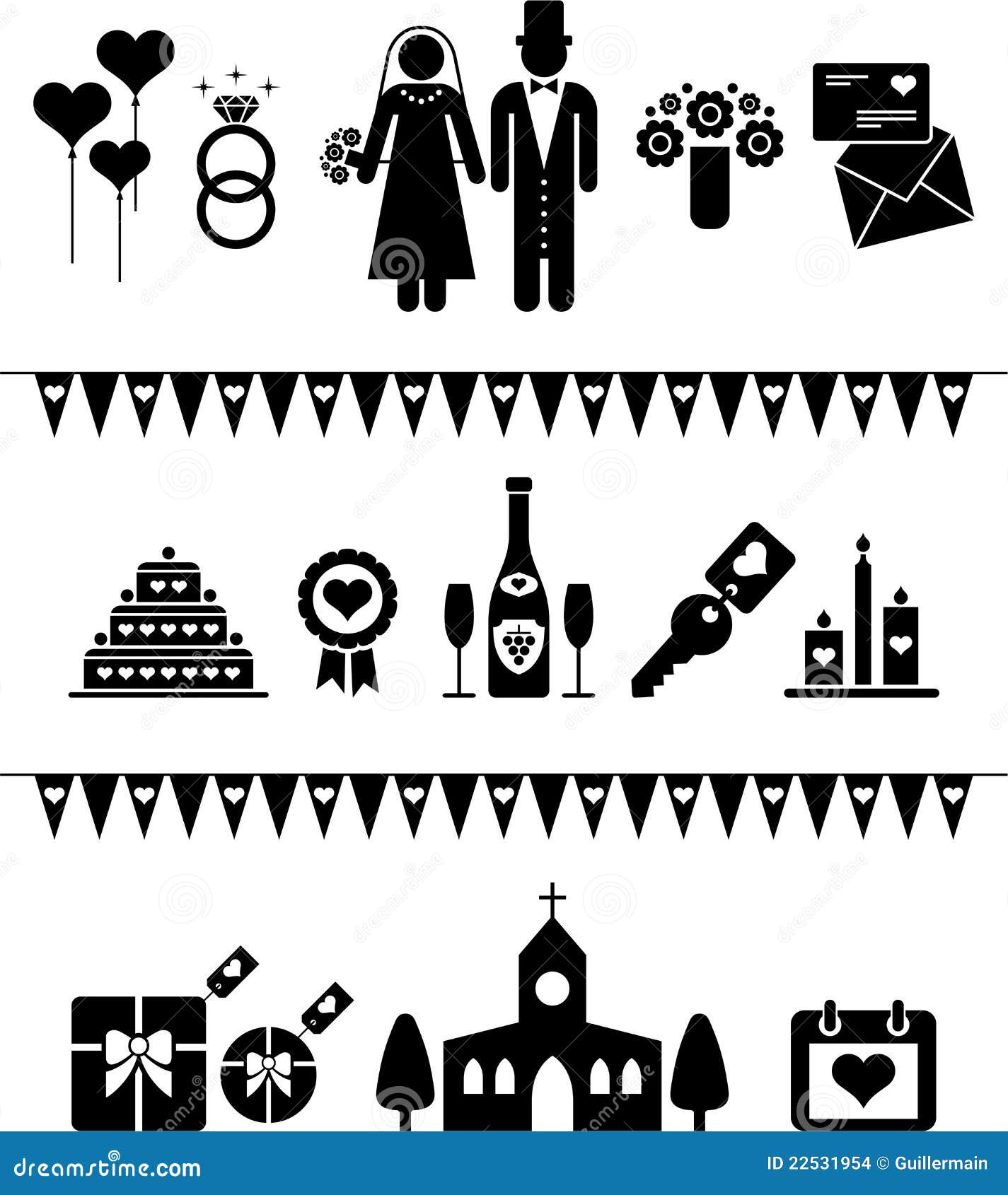 Wedding pictograms stock vector. Illustration of flowers - 22531954