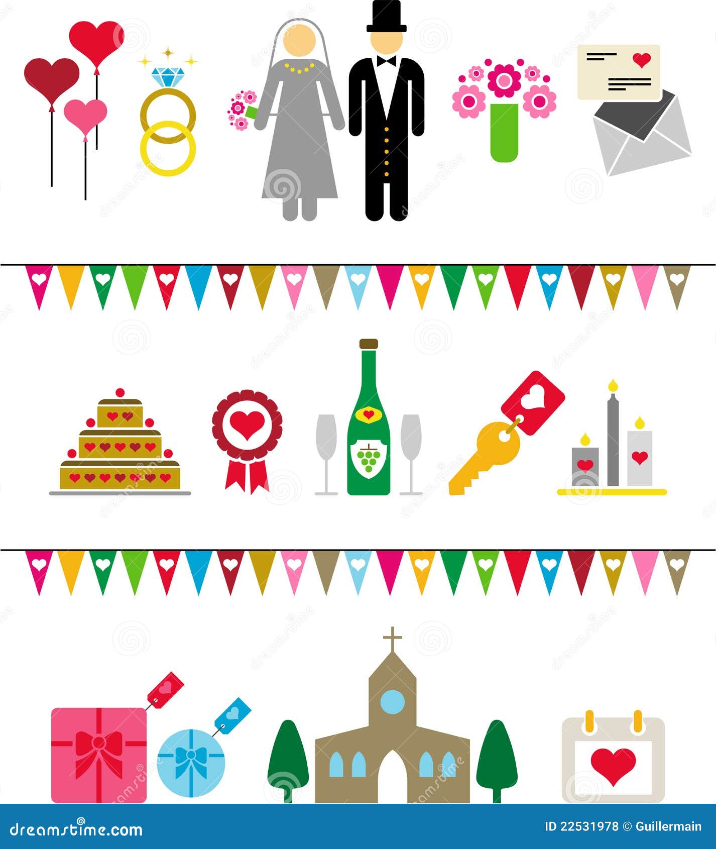 Wedding Pictograms Vector Illustration | CartoonDealer.com #22531978