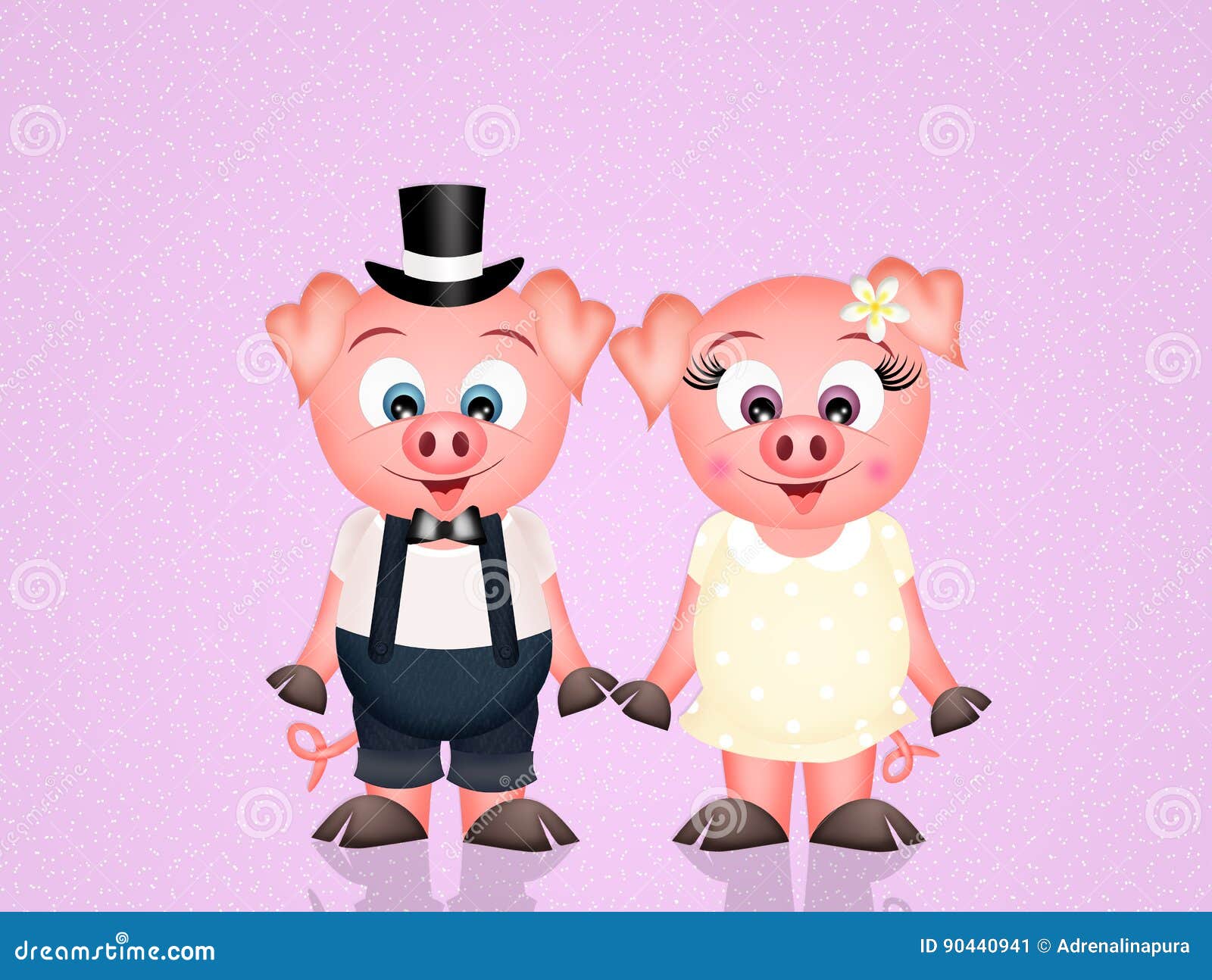 Wedding of pigs stock illustration. Illustration of farm - 90440941