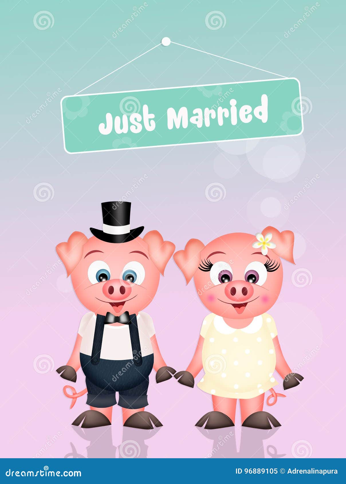 Wedding of pigs stock illustration. Illustration of love - 96889105