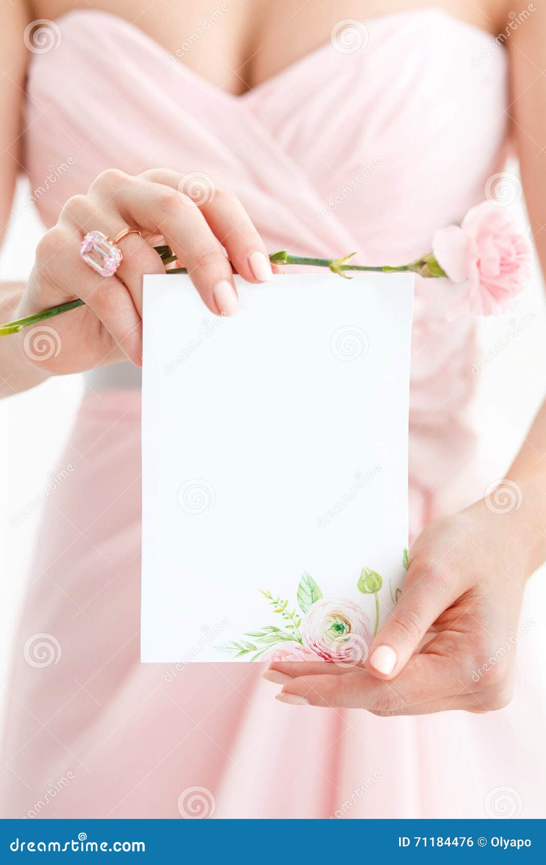 Wedding Polygraphy. Invitation in the Hands of Women Stock Photo ...