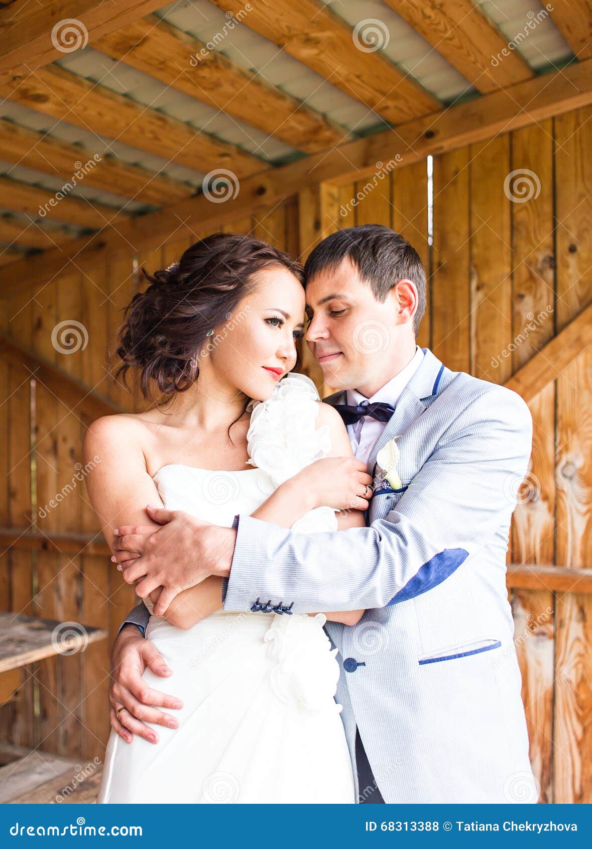 Wedding Portrait of a Young Couple, Groom and Bride Posing Stock Photo ...