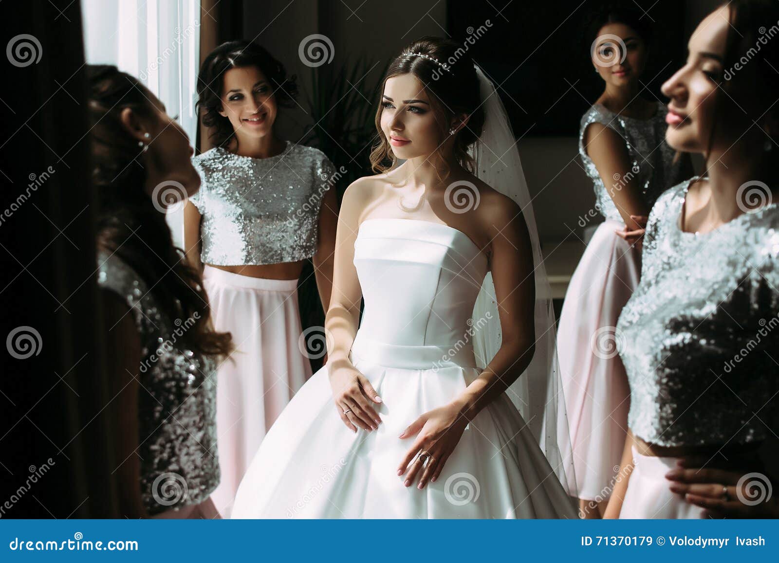 Wedding Preparation in the Hotel Room Stock Image - Image of cheerful ...