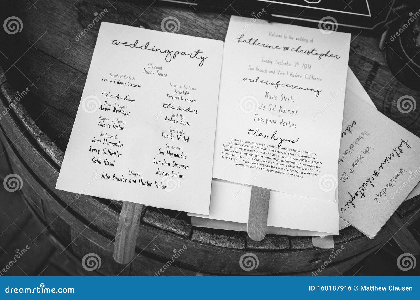 Wedding programs. stock photo. Image of banquet, bridal - 168187916