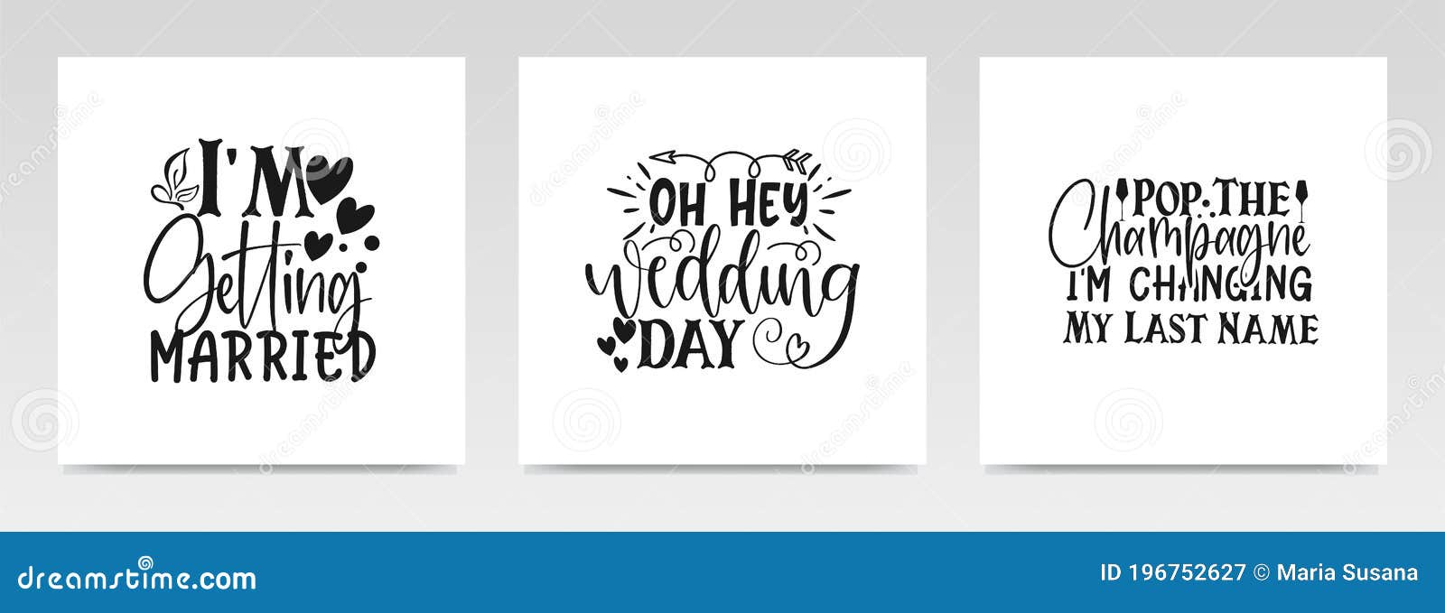 Wedding Quotes Letter Typography Set Illustration Stock Vector ...