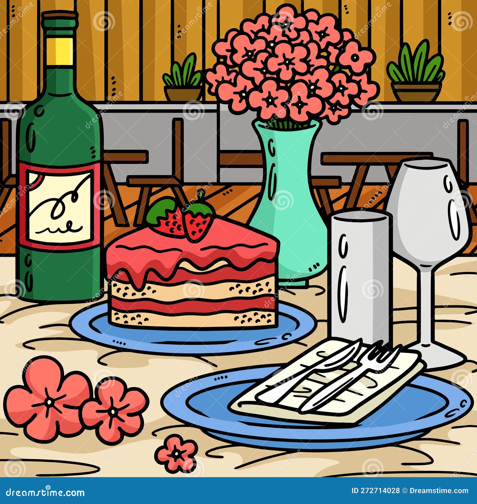 Wedding Reception Colored Cartoon Illustration Stock Vector ...