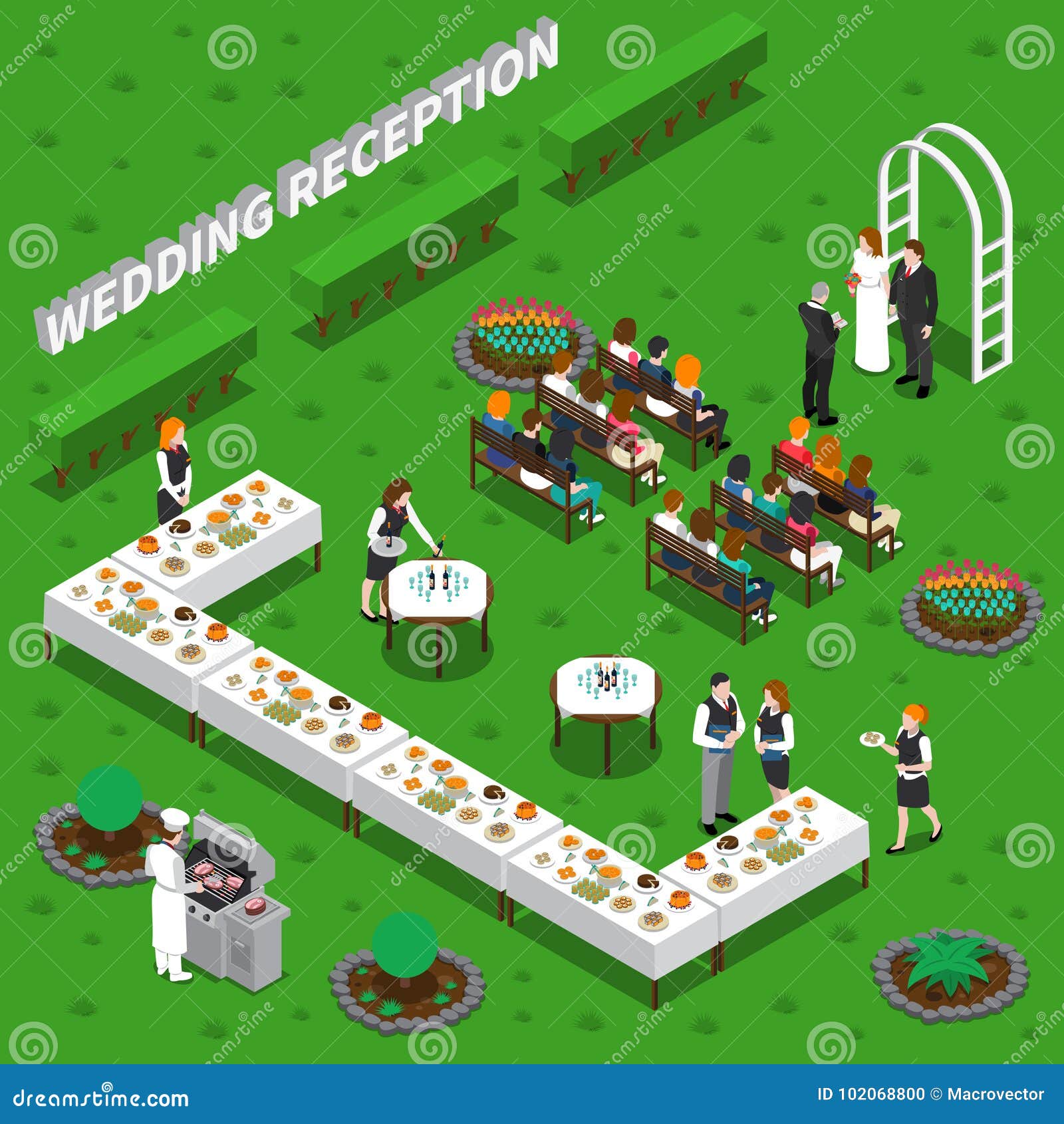 Wedding Reception Isometric Composition Stock Vector - Illustration of ...