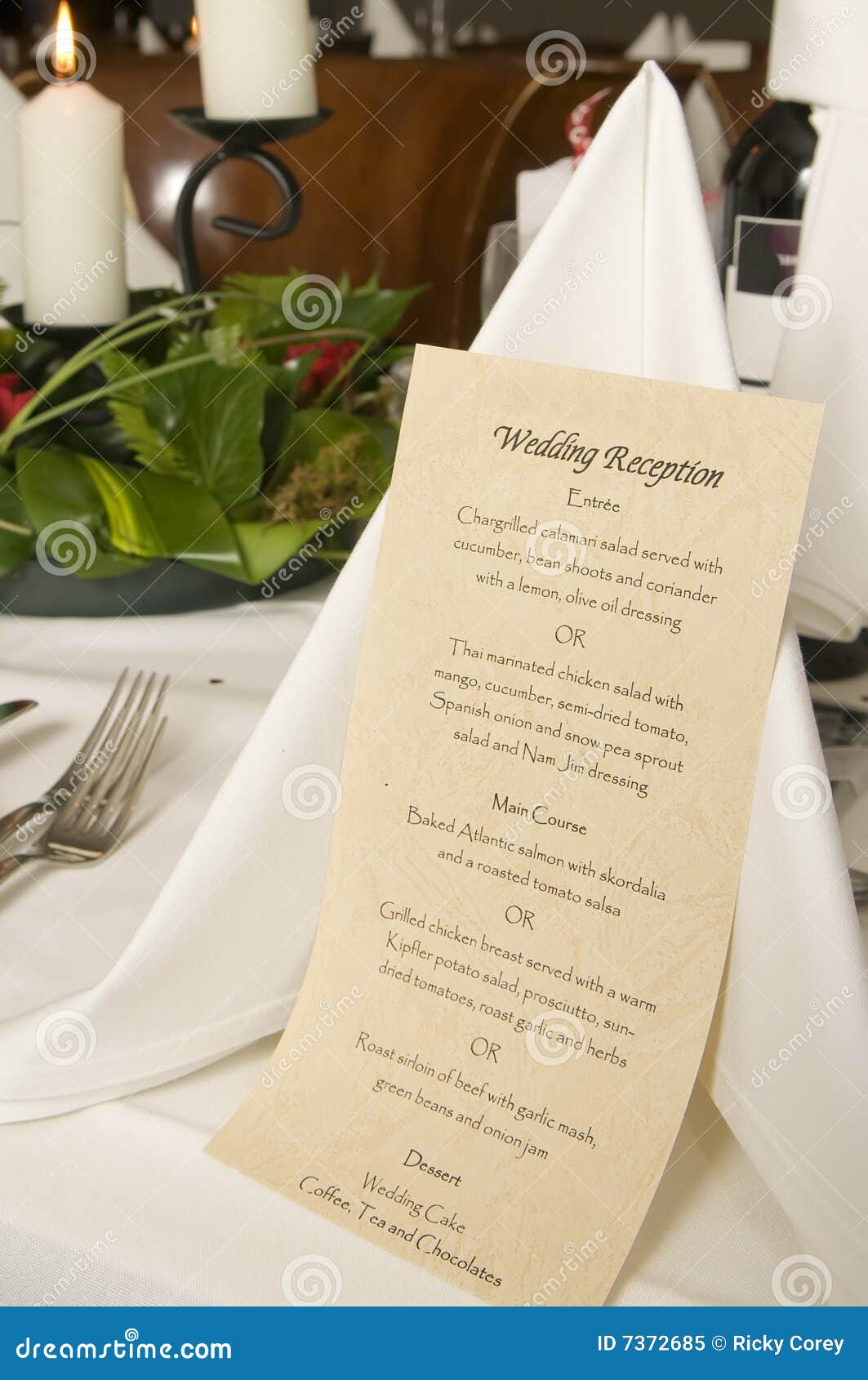 Wedding Reception Menu stock image. Image of menu, table - 7372685